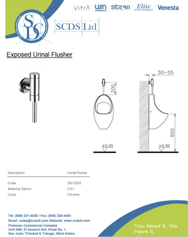 VitrA Exposed Urinal Flusher 310-2521 | Source, Consultant & Design ...